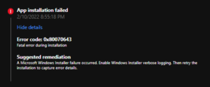 Intune – Win32 App Deployment failed with error code 0x80070643 ...