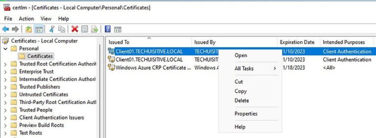 Issue & Auto enroll Client Authentication Certificate for SCCM Clients - Techuisitive