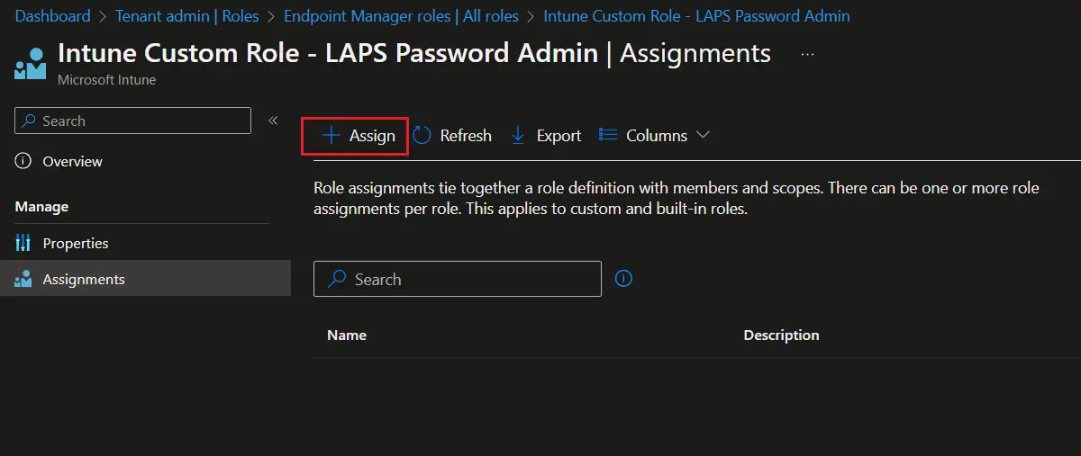 How To Create Custom Rbac Role In Intune For Laps Password