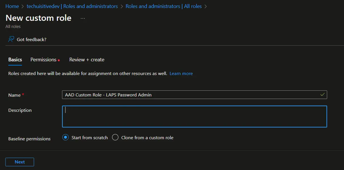 How To Create Custom Rbac Role In Intune For Laps Password