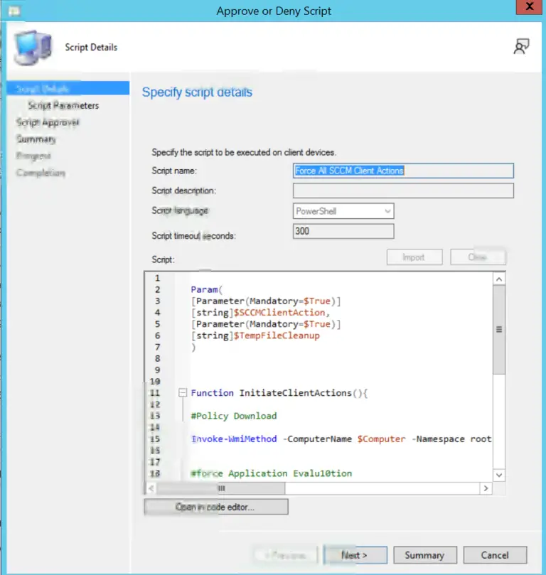 How to Run script in SCCM without creating a package / application - Techuisitive