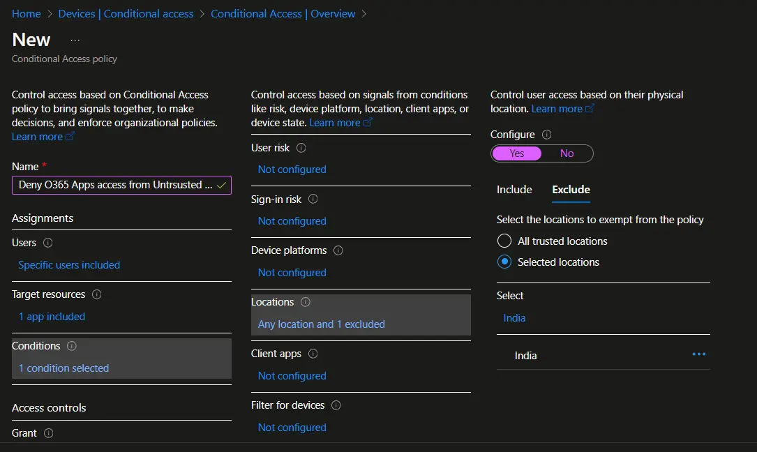 Deny M365 Apps access from Untrusted Locations | Intune - Techuisitive