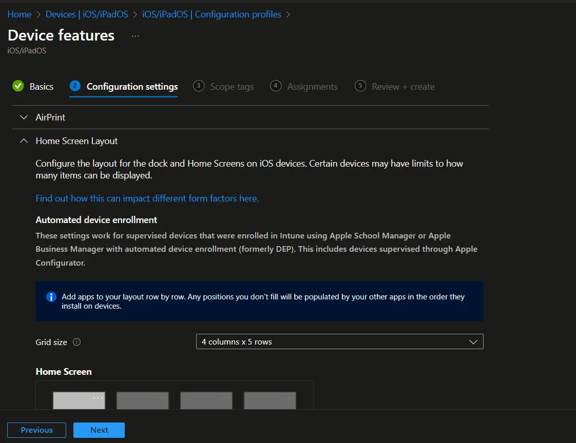 Configure Home Screen Layout on iOS using Intune - Techuisitive