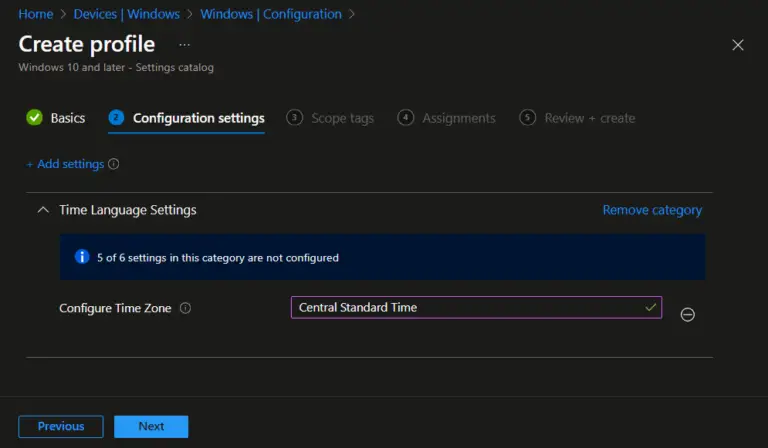 Set Windows 11 Time Zone with Intune Device Configuration Profile - Techuisitive
