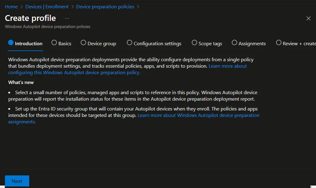 Windows Autopilot Device Preparation aka Autopilot v2 Step by Step Guide - Techuisitive