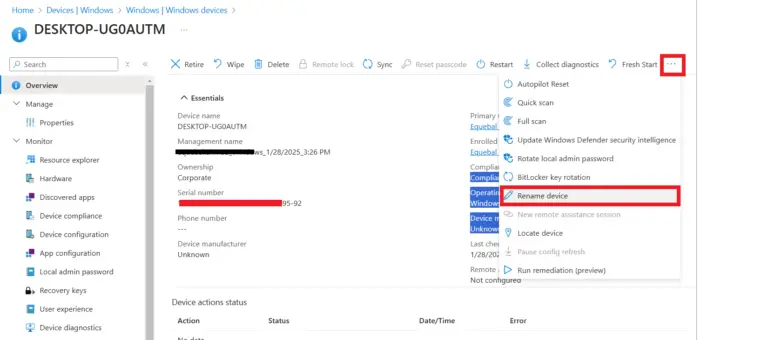 How to Rename Device from Intune - Techuisitive