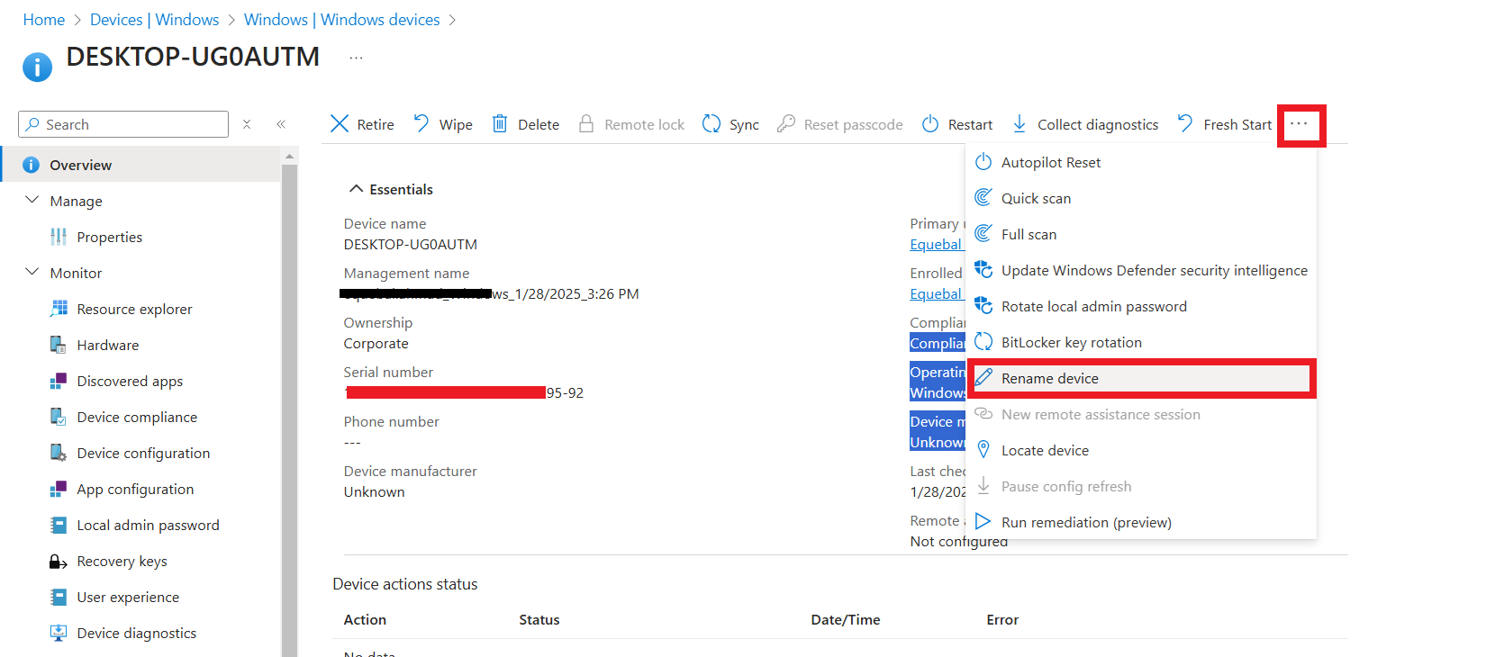 How to Rename Device from Intune - Techuisitive