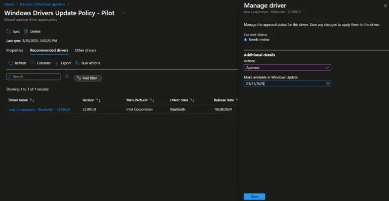 Manage Windows Drivers Update with Intune - Techuisitive