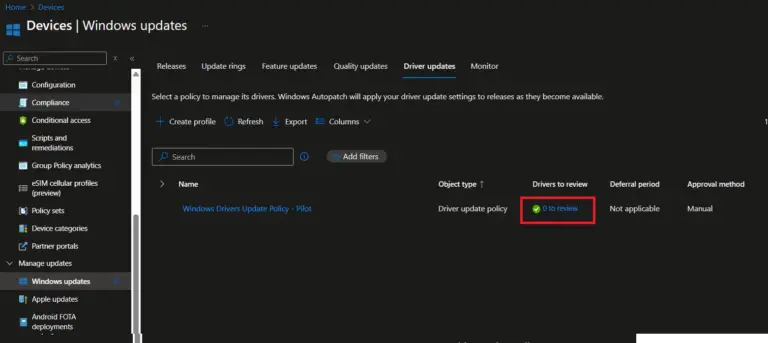 Manage Windows Drivers Update with Intune - Techuisitive