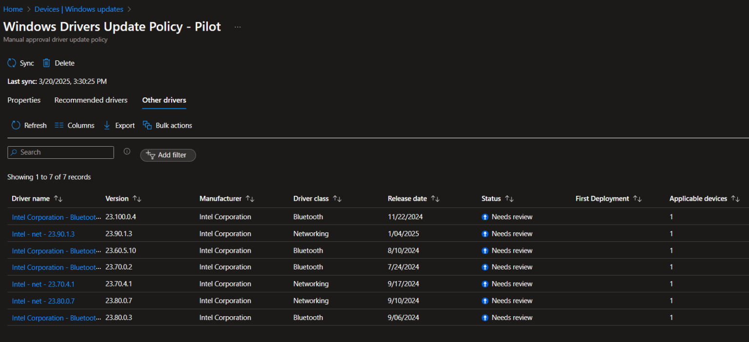 Manage Windows Drivers Update with Intune - Techuisitive