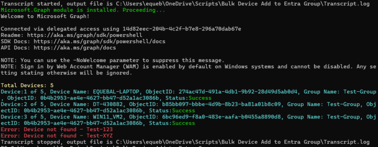 Bulk Add Devices to Entra ID Group from CSV File - Techuisitive
