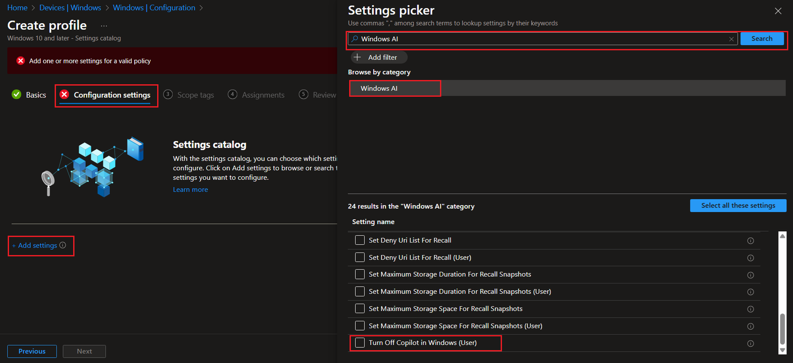 Disable Copilot via Intune Settings Catalog - Techuisitive