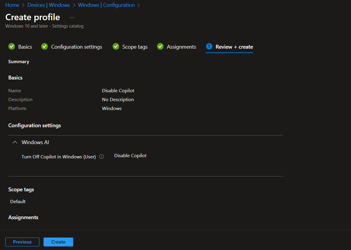 Disable Copilot via Intune Settings Catalog - Techuisitive